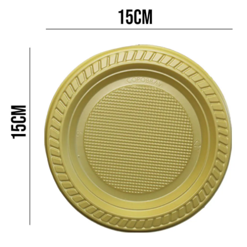 Prato Raso Descartável Copobras Dourado 15CM - Pacote com 10 UN - Loja ...