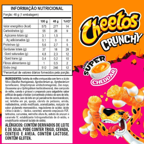 Salgadinho Cheetos Crunchy Sabor Super Cheddar - Pacote com 78G - Loja de festa Cabral e Sousa