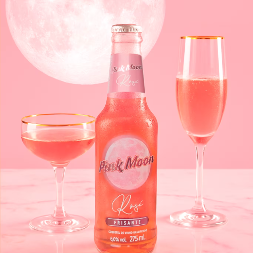 Frisante Pink Moon Rosé - Garrafa com 275ML - Loja de festa Cabral e Sousa