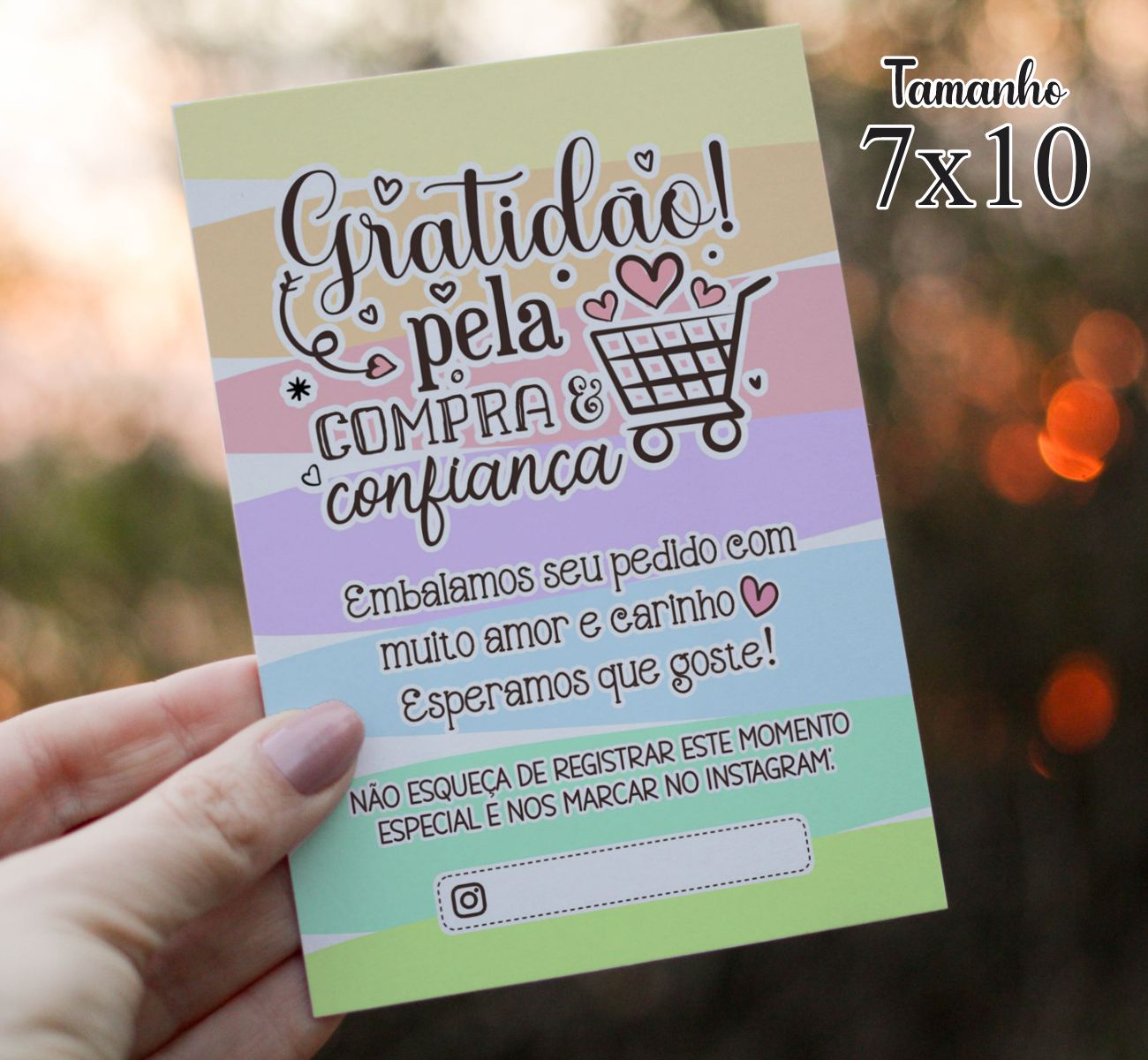 Cartão de Agradecimento ao Cliente (Frases) #01 - 7 x 10cm - Pacote com 100 Unidades - Loja AMP