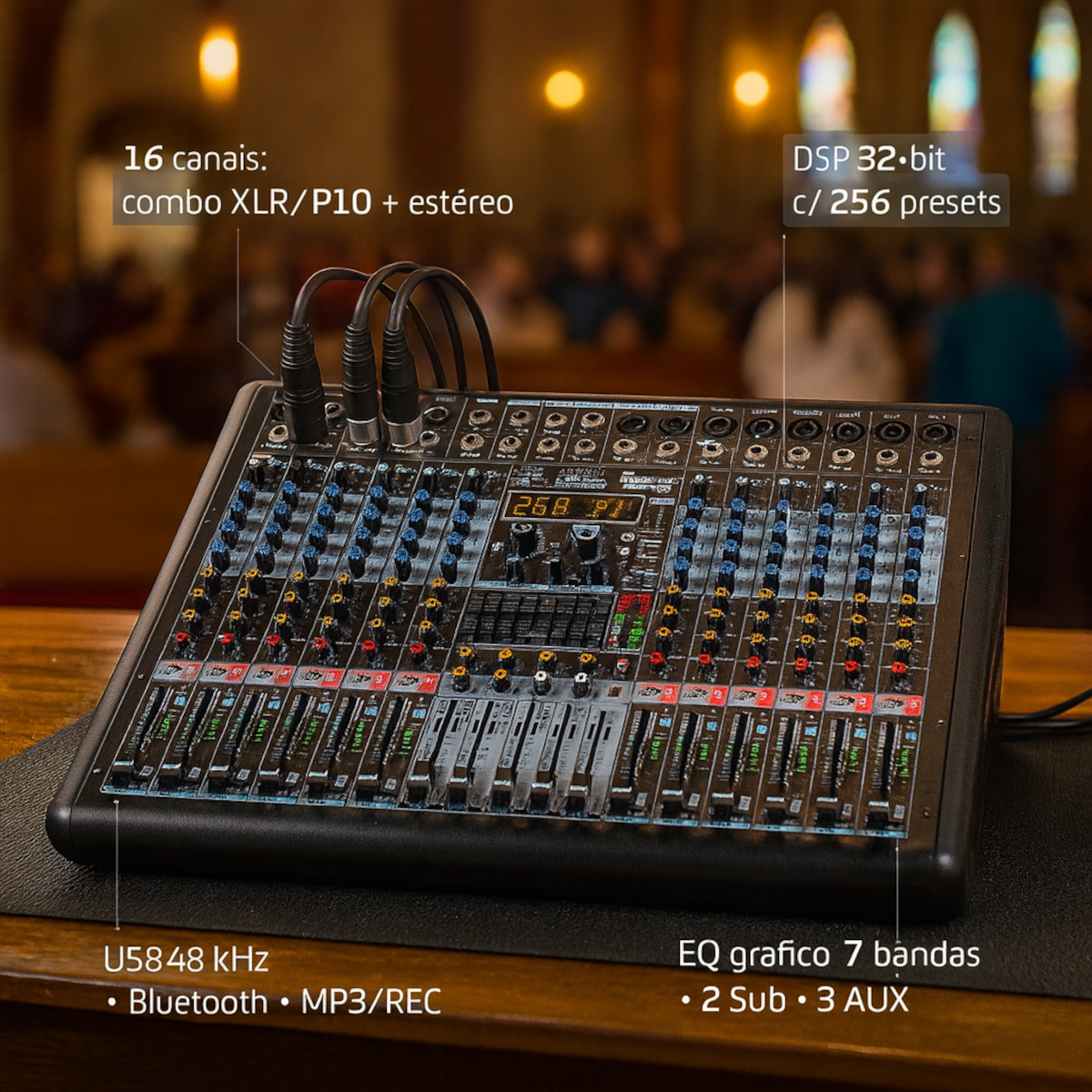 Mesa de Som Waldman QPX-16 Digital 16 Canais USB DSP - Kalifa Prime