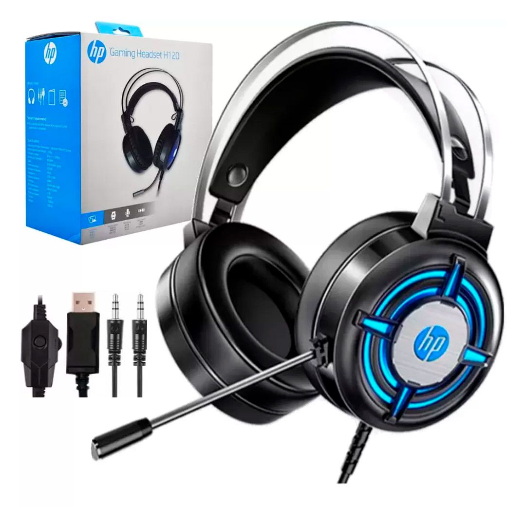 HEADSET COM MICROFONE GAMER STEREO 2 P2 USB H120 LED HP - Vidacom