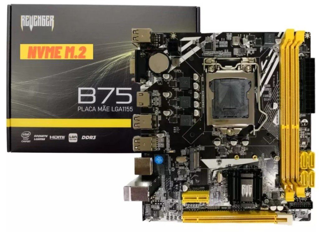 PLACA MAE G-B75 M.2 USB 3.0 LGA 1155 2 E 3 GERAÇAO REVENGER - Vidacom