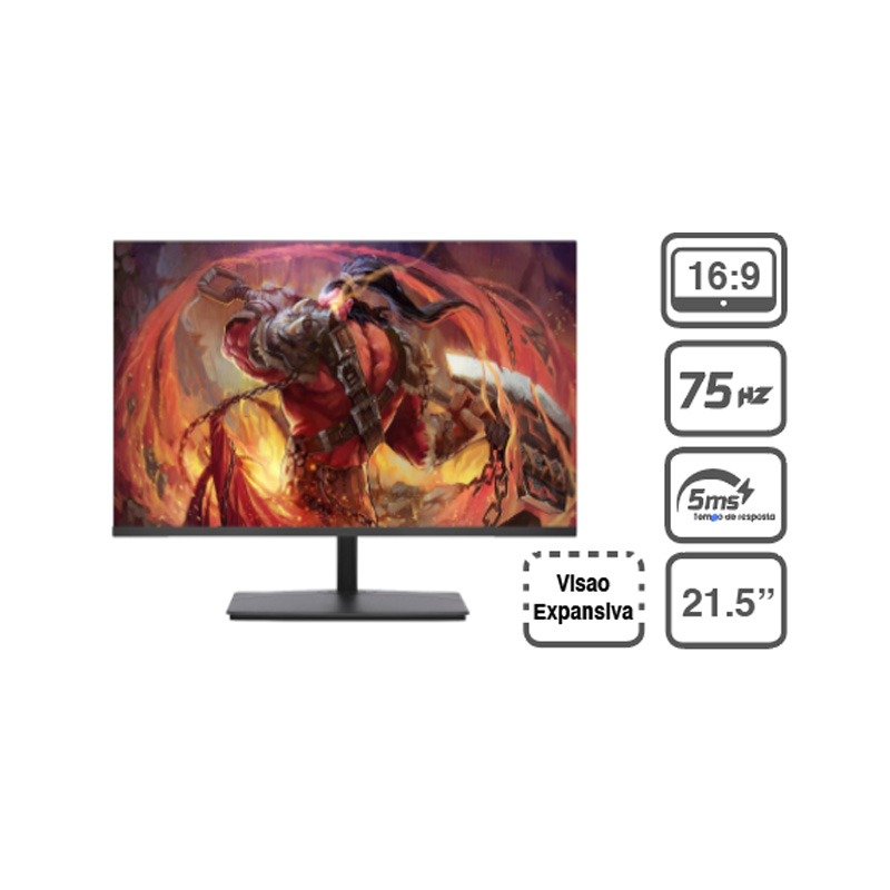 MONITOR GAMER 21.5 POLEGADAS 75HZ PAINEL VA D-GM215 HDMI VGA GRASEP 5MS - Vidacom