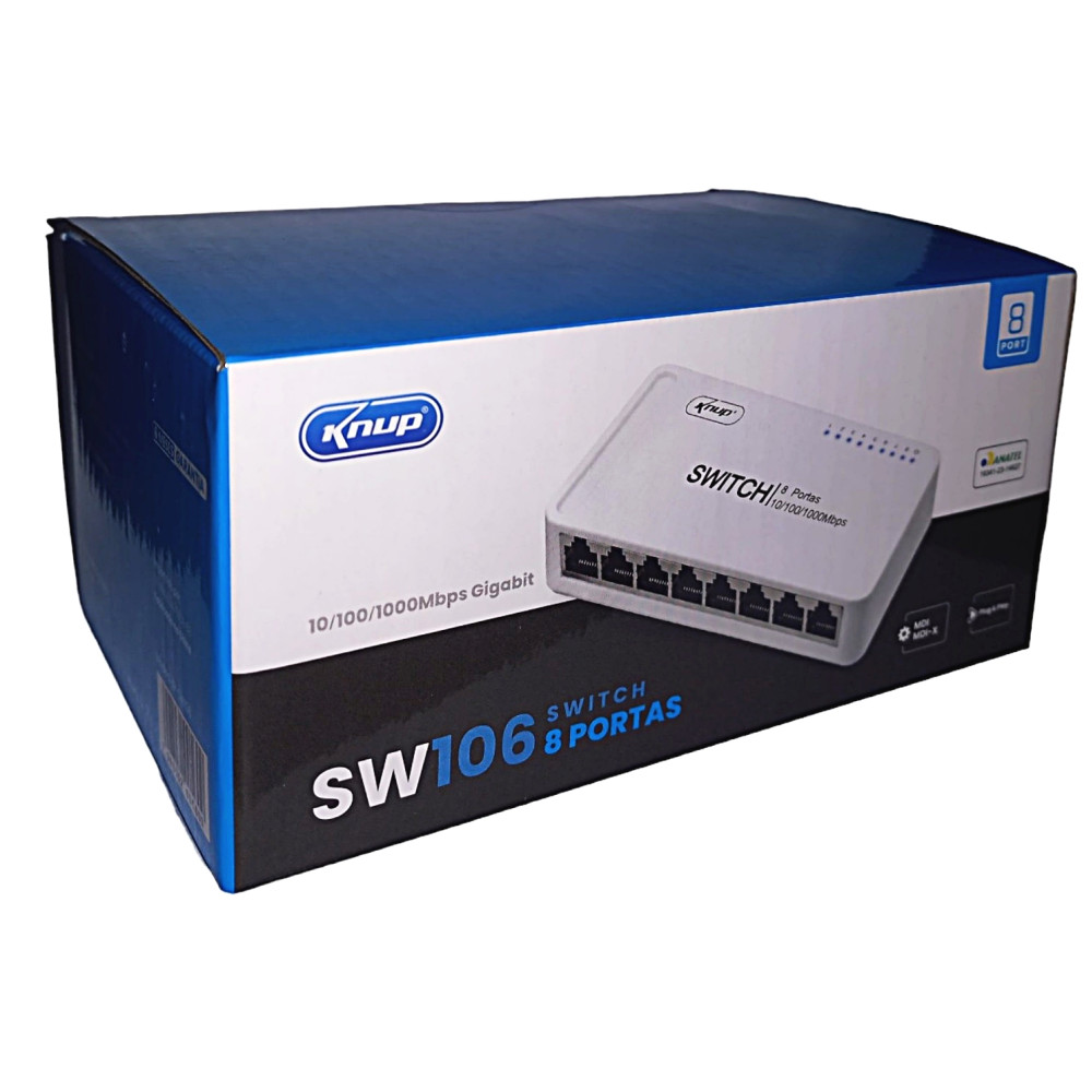 HUB SWITCH 8 PORTAS 10/100/1000 KP-SW106 KNUP - Vidacom