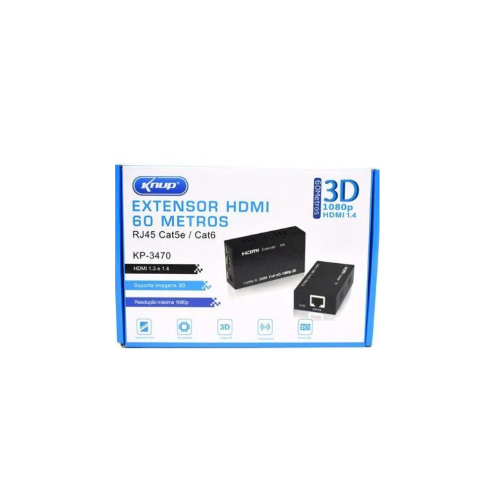 EXTENSOR HDMI 60 METROS VIA CABO DE REDE RJ45 CAT5E/6 FULL HD 1080P 3D ...