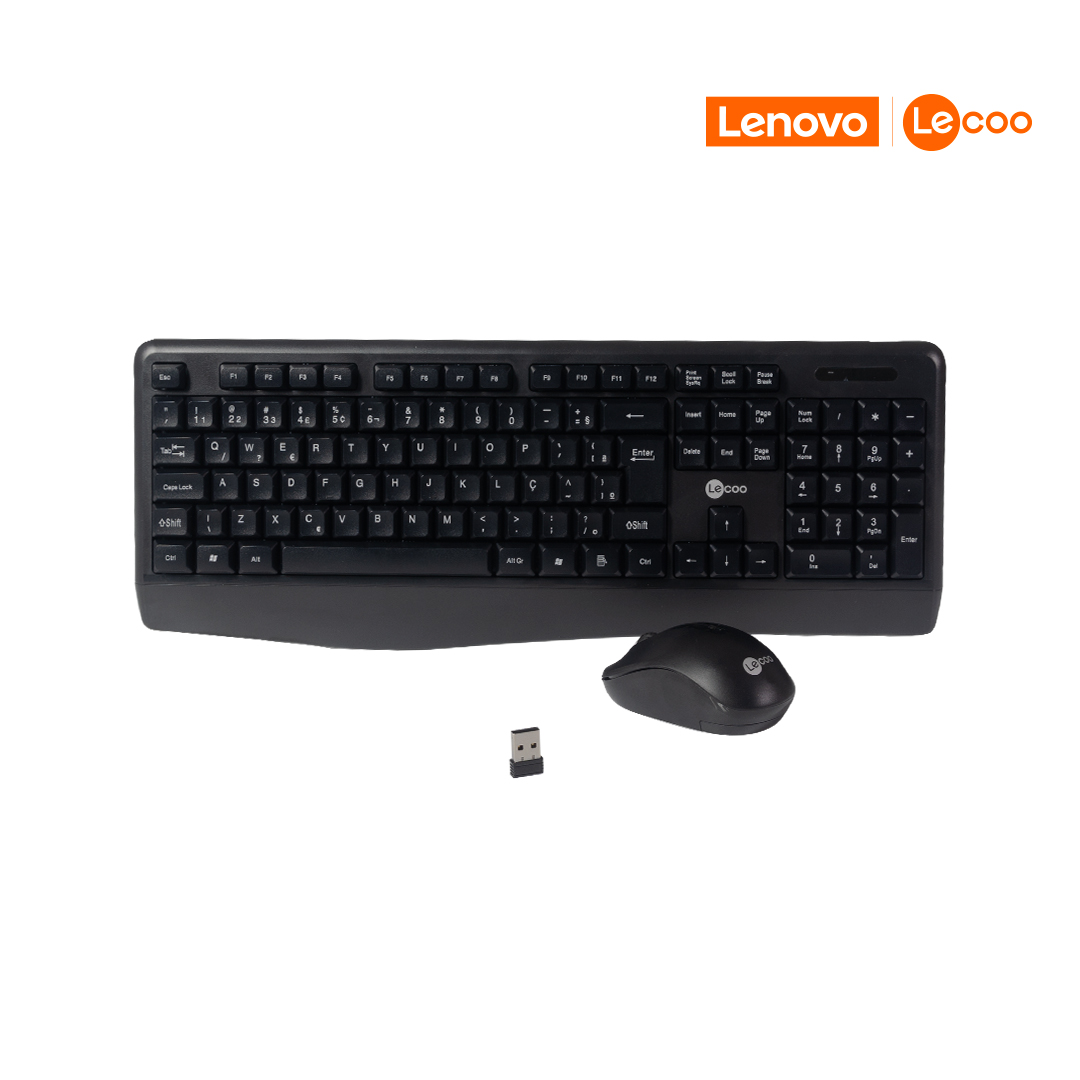 KIT TECLADO E MOUSE SEM FIO KW211 PRETO LECOO LENOVO - Vidacom