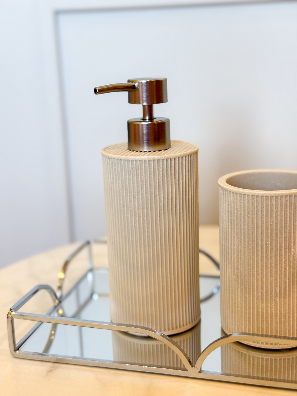 Kit Lavabo Em Polirresina Areia (2 peças) - Mart - Mavih Decor