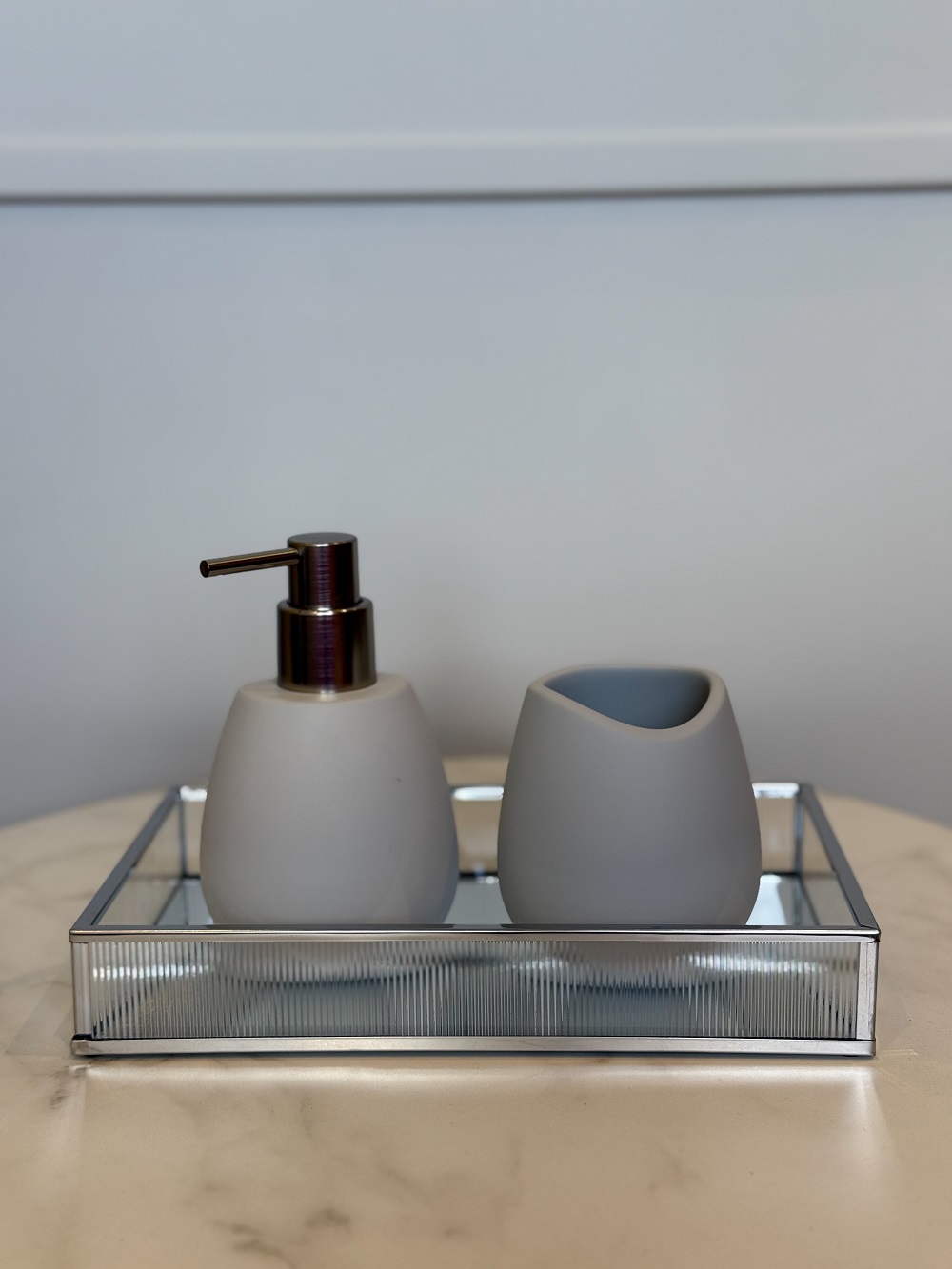 Kit Lavabo Em Cimento Cinza (2 peças) - Mart - Mavih Decor