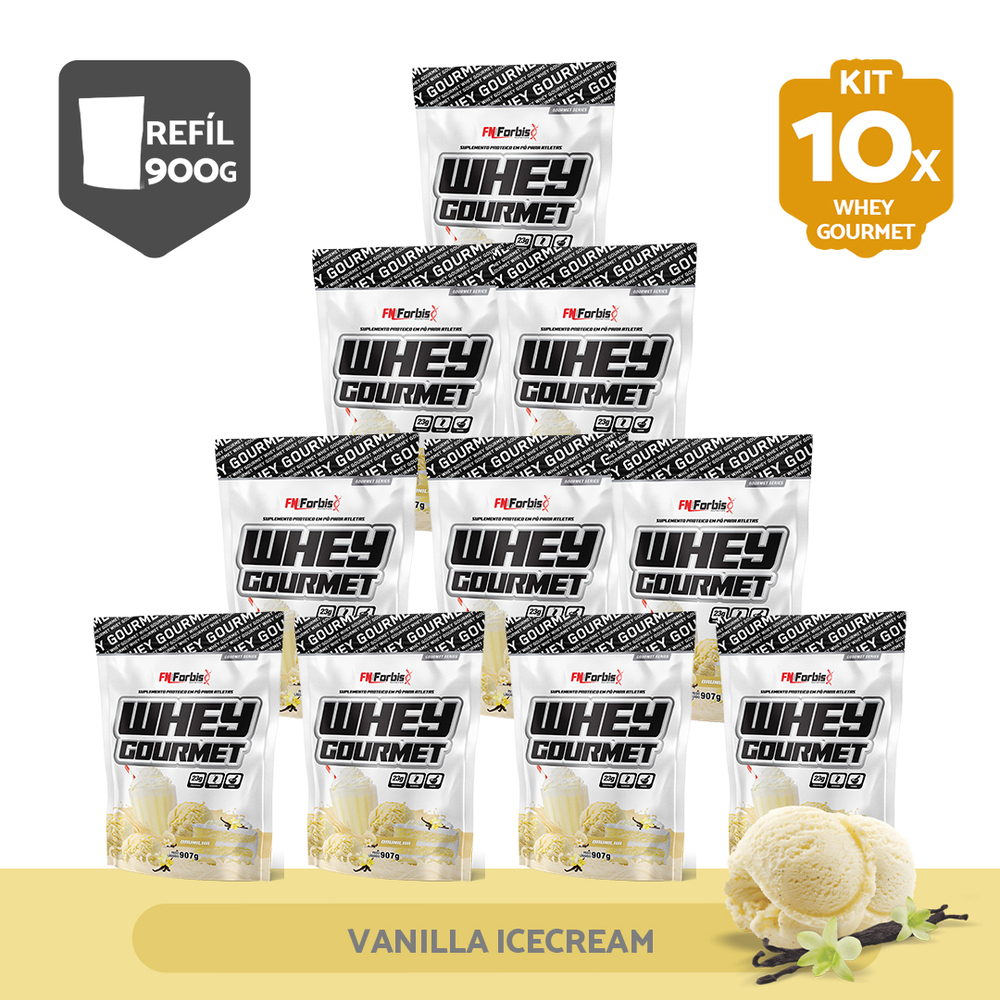 Kit 10X Whey Protein Gourmet 907g Refil - FN Forbis Nutrition - Forbis ...