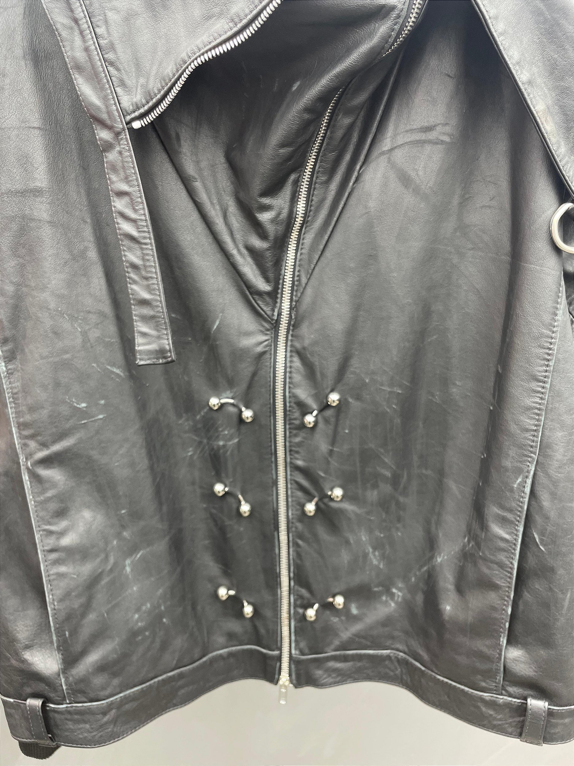 Dystopian Psycho Killer Leather Jacket Preta - UMS 458