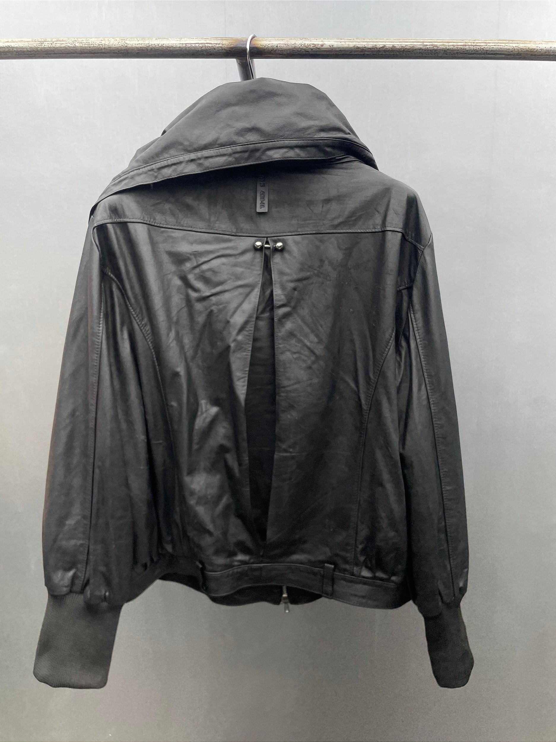 Dystopian Psycho Killer Leather Jacket Preta - UMS 458
