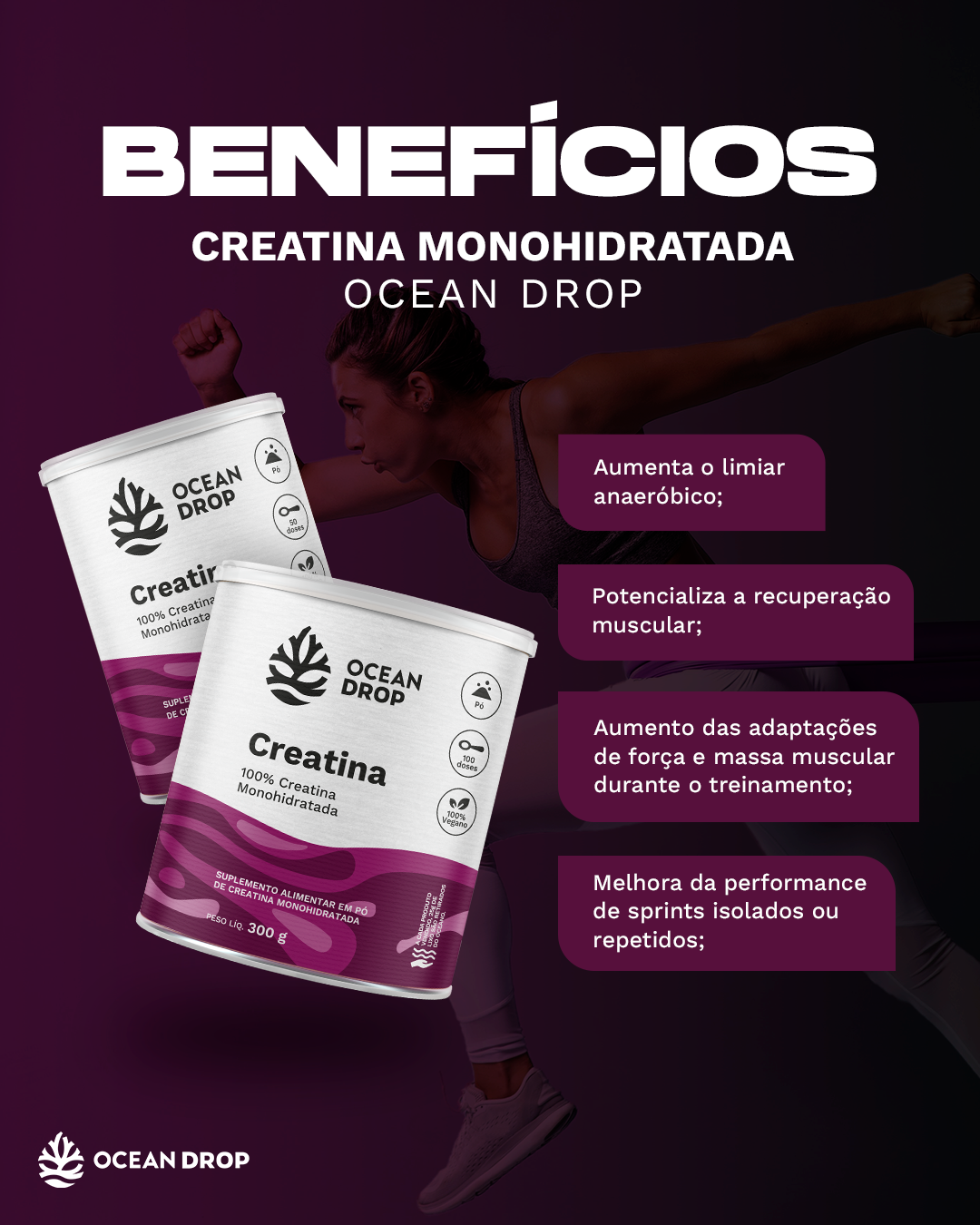 Creatina em Pó - Ocean Drop - 300mg - GorikyFit