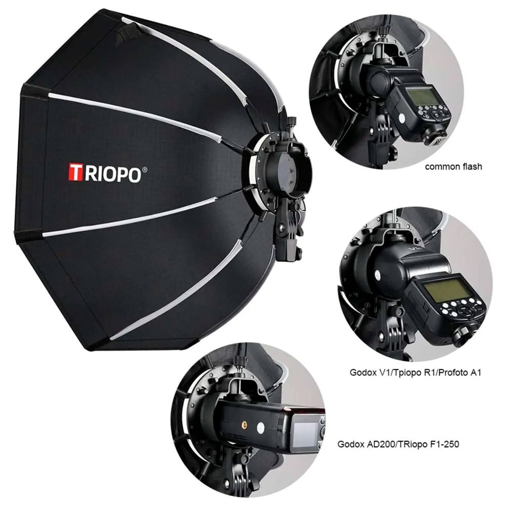 Softbox Octabox Triopo Flash Speedlite V1 AD200 90cm + Grid - Loja da Câmera