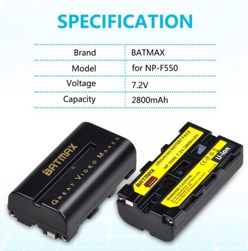 Bat Np-f550 F570 Batmax 2800mah Para Monitor Led Câmera - Loja da Câmera