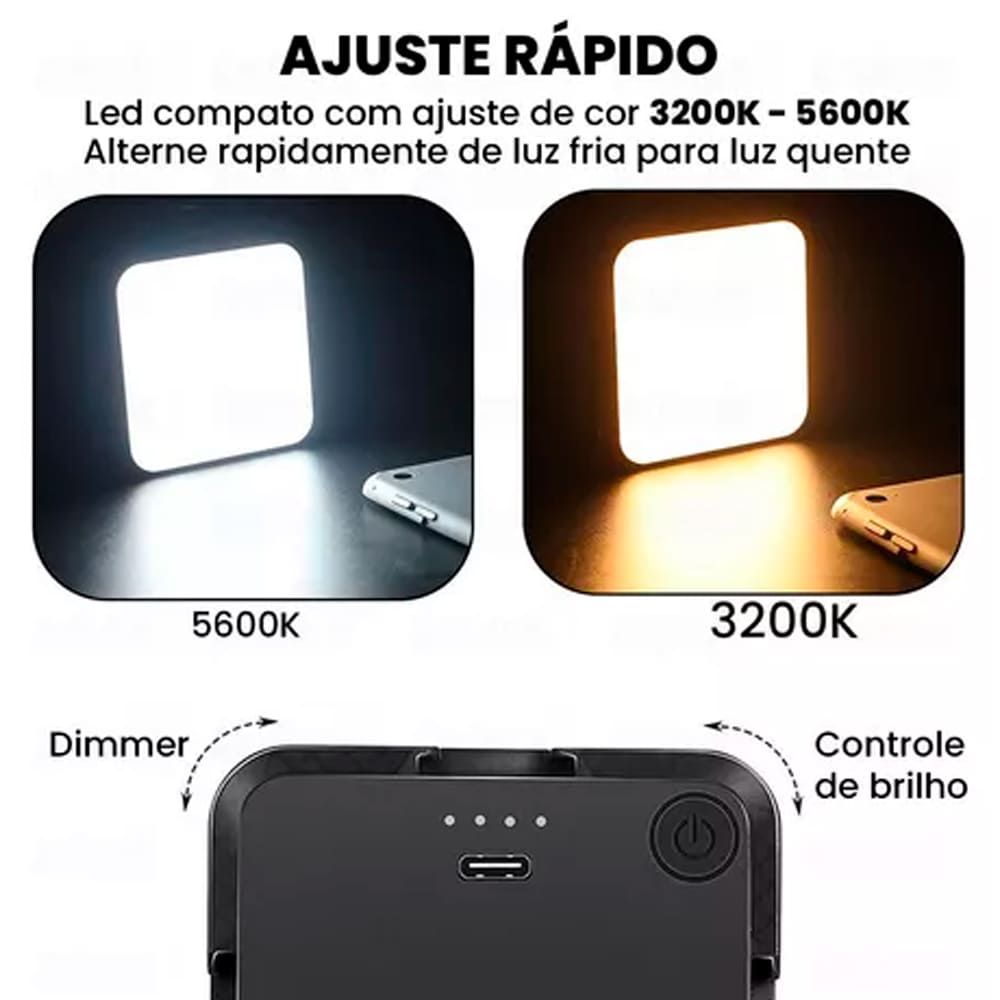 Iluminador LED64 Bicolor Greika 4.5w Com Bateria PC Celular - Loja da Câmera