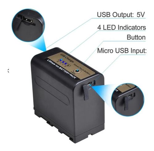 Bateria Np-f960 F970 7800mah Batmax Usb Recarregável Led - Loja da Câmera