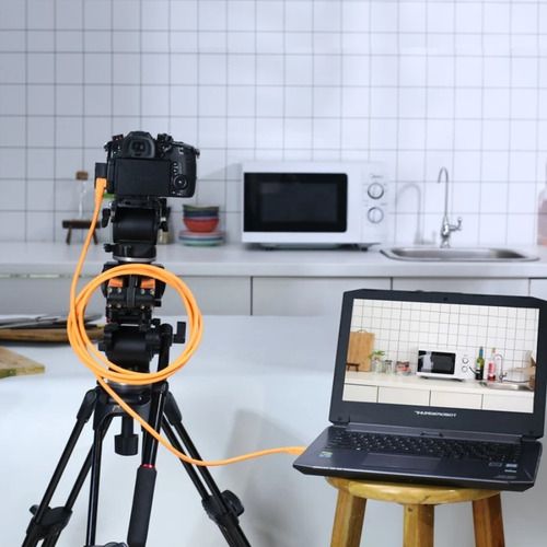 Cabo Usb C 3.0 P/ Sony A7r3 A7m3 Canon R Rp Nikon - 8 Metros - Laranja - Loja da Câmera