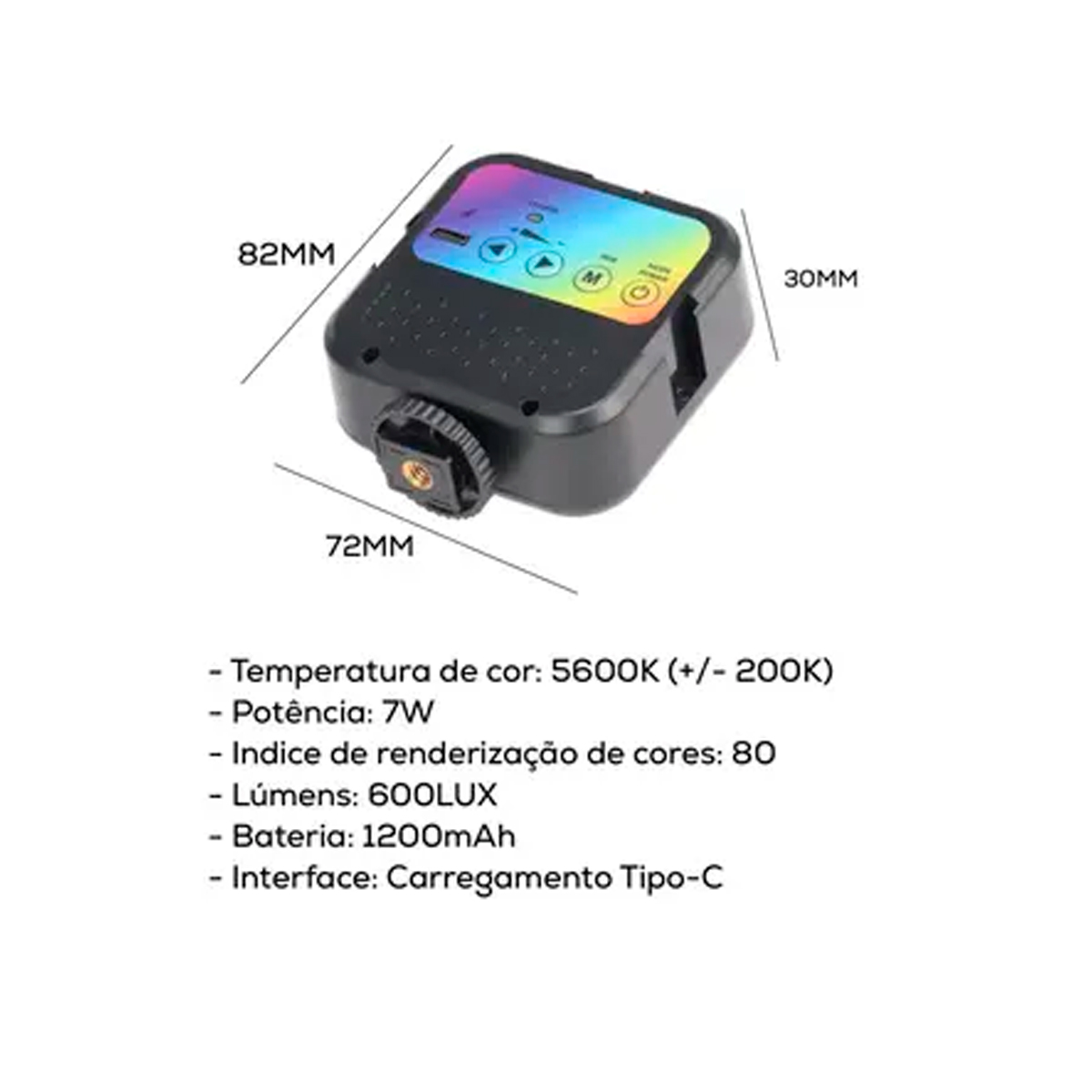 Iluminador Painel de Led RGB Portátil Tomate 7w - MLG106 - Loja da Câmera