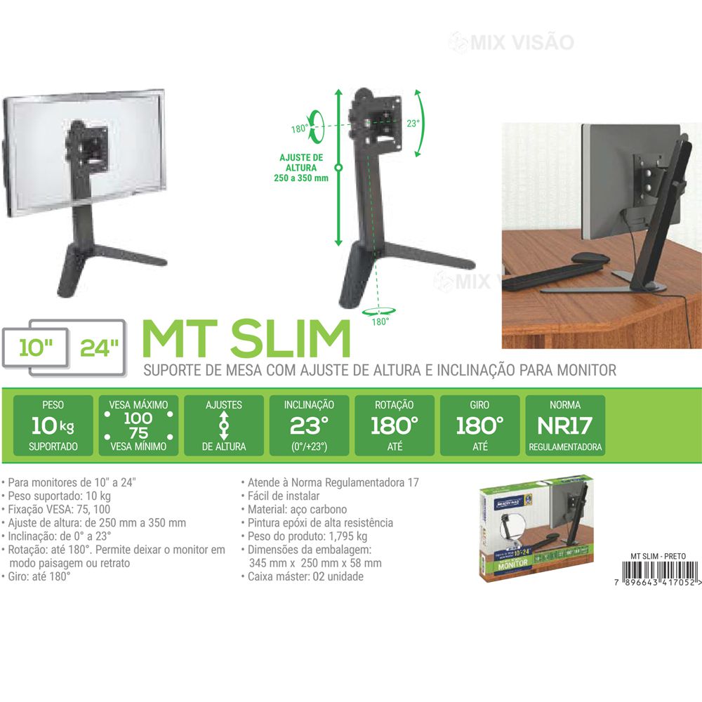 Suporte para Monitor Até 24 Polegadas Mt-Slim - Mix Visão