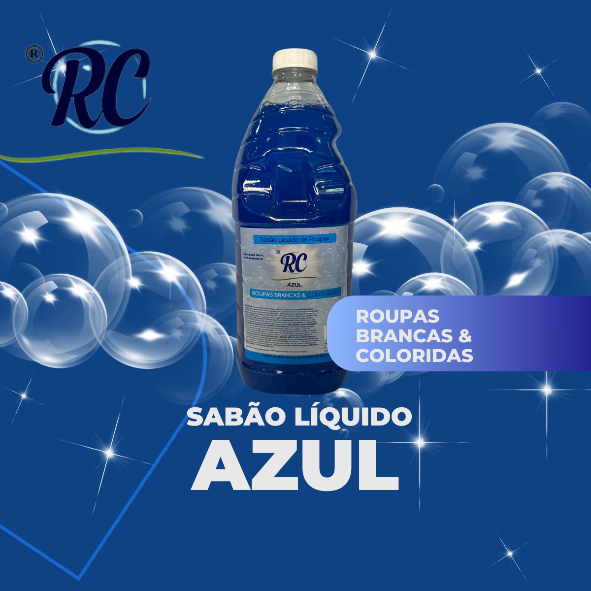 Lava-Roupas Líquido Azul RC Galão 2L - RC Produtos De Limpeza