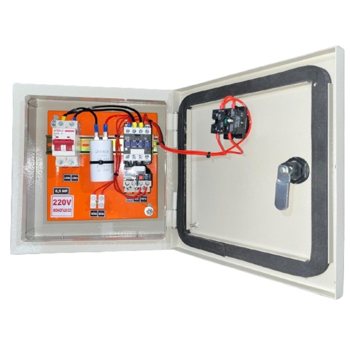 Painel P/ bomba submersa 0,50CV mono 220V 3 fios -CAP Permanente ...