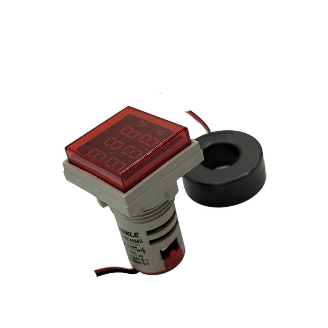 AMP. E VOLT. DIGITAL 22MM VERMELHO AD16-22AVS 60HZ 60-500VAC 0-100A ...