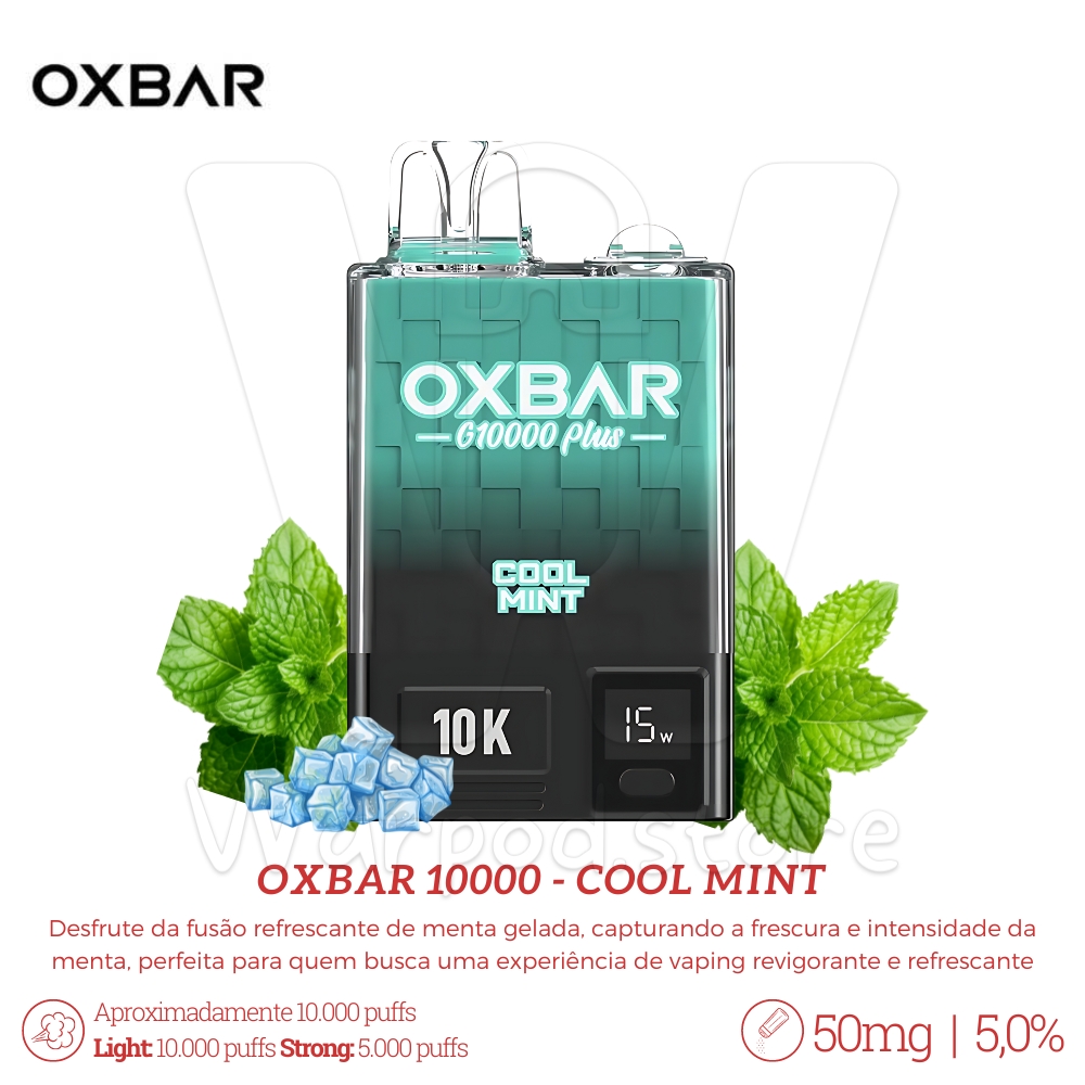 Pod Desc Oxbar 10.000 - Cool Mint - Warpod Store - Uma Guerra de Sabores