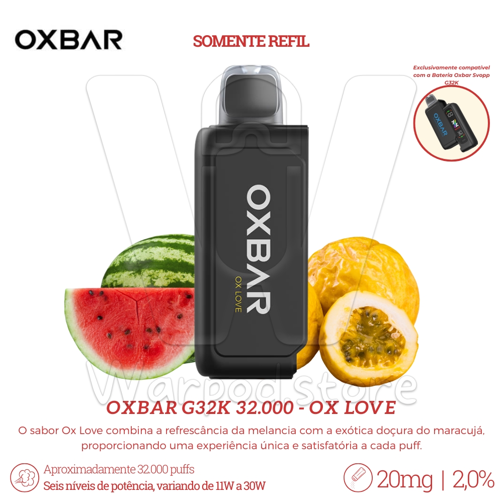 Refil Desc Oxbar G32K 32.000 - Ox Love - Warpod Store - Uma Guerra de Sabores