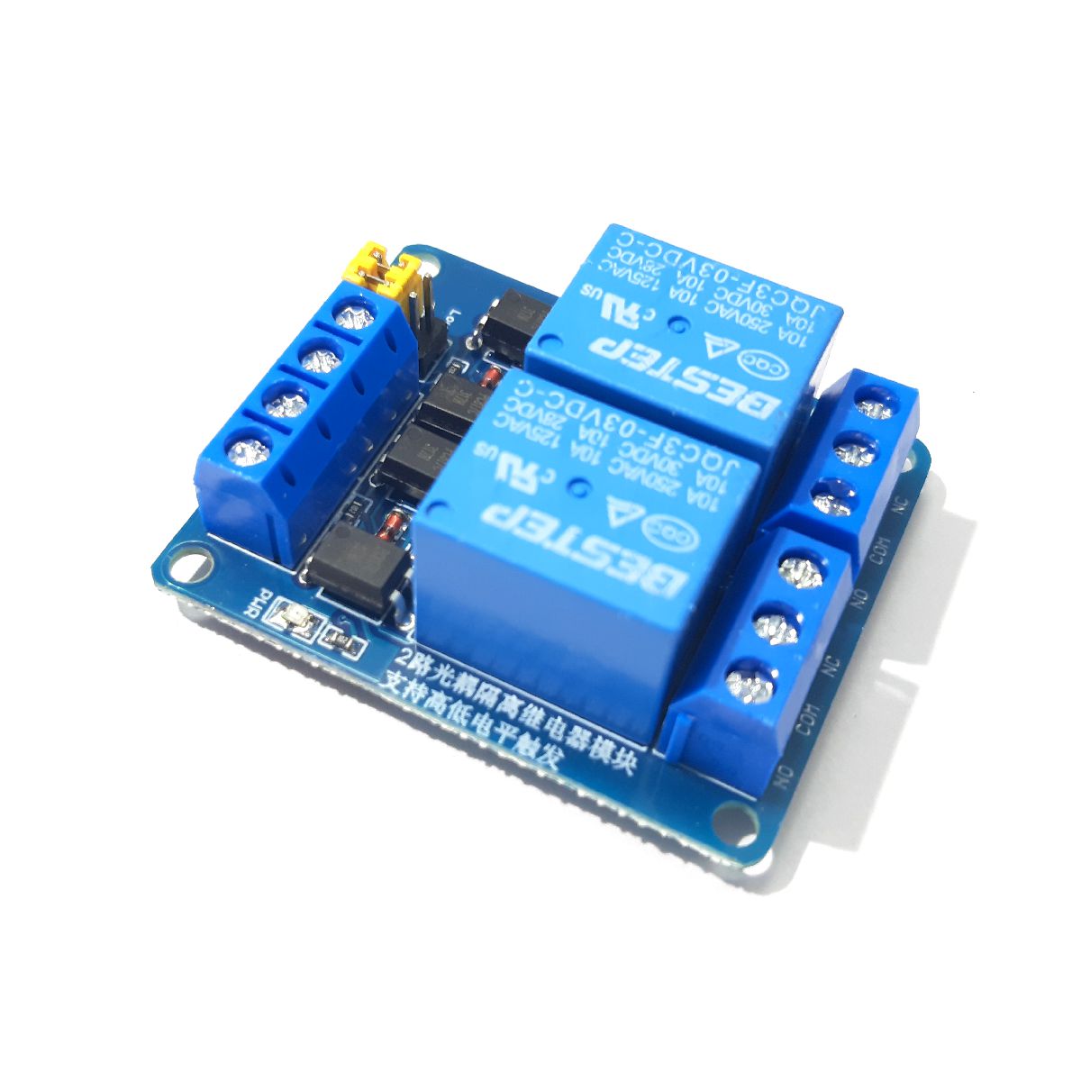 Módulo Relé 2 Canais 3V 10A com Borne KRE para ESP32 - Makkers