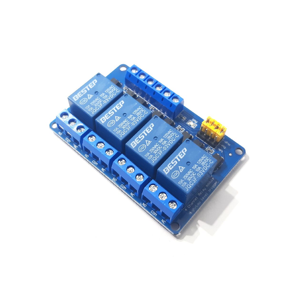 Módulo Relé 4 Canais 3V 10A com Borne KRE para ESP32 - Makkers