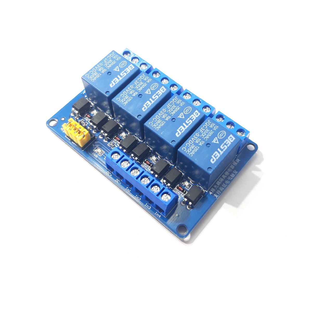 Módulo Relé 4 Canais 3V 10A com Borne KRE para ESP32 - Makkers