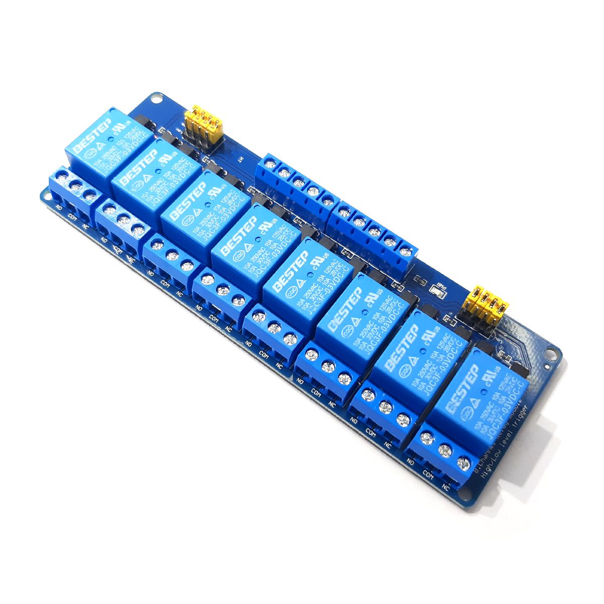 Módulo Relé 8 Canais 3V 10A com Borne KRE para ESP32 - Makkers