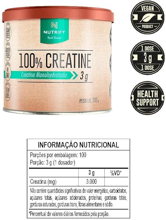 Creatina 100% Nutrify | Creatina Pura 300g Nutrify - Confraria Natural