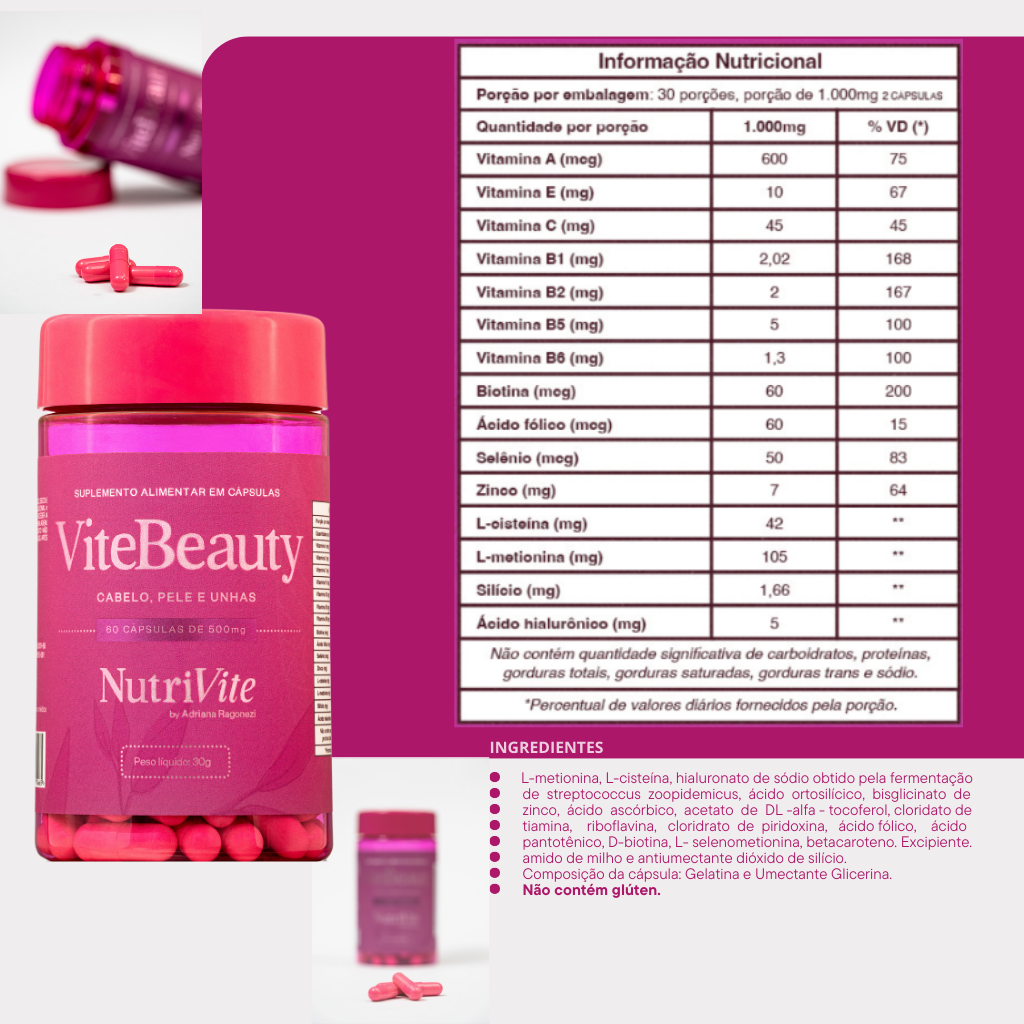 ViteBeauty - Cabelo, pele e unhas - NutriVite - Suplementos Premium ...