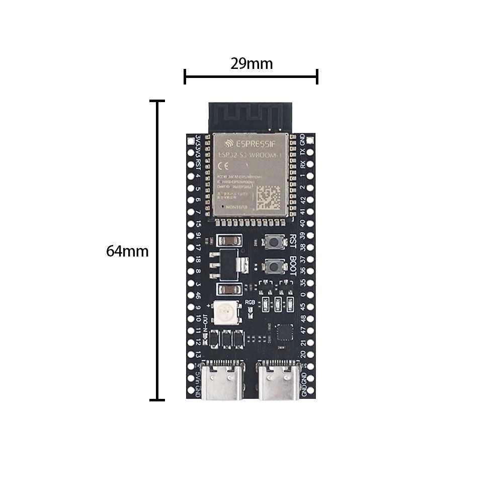 ESP32-S3 Placa de Desenvolvimento, Módulo WiFi para Arduino, ESP, IDF, ESP32-S3-WROOM-1, N8R2 ...