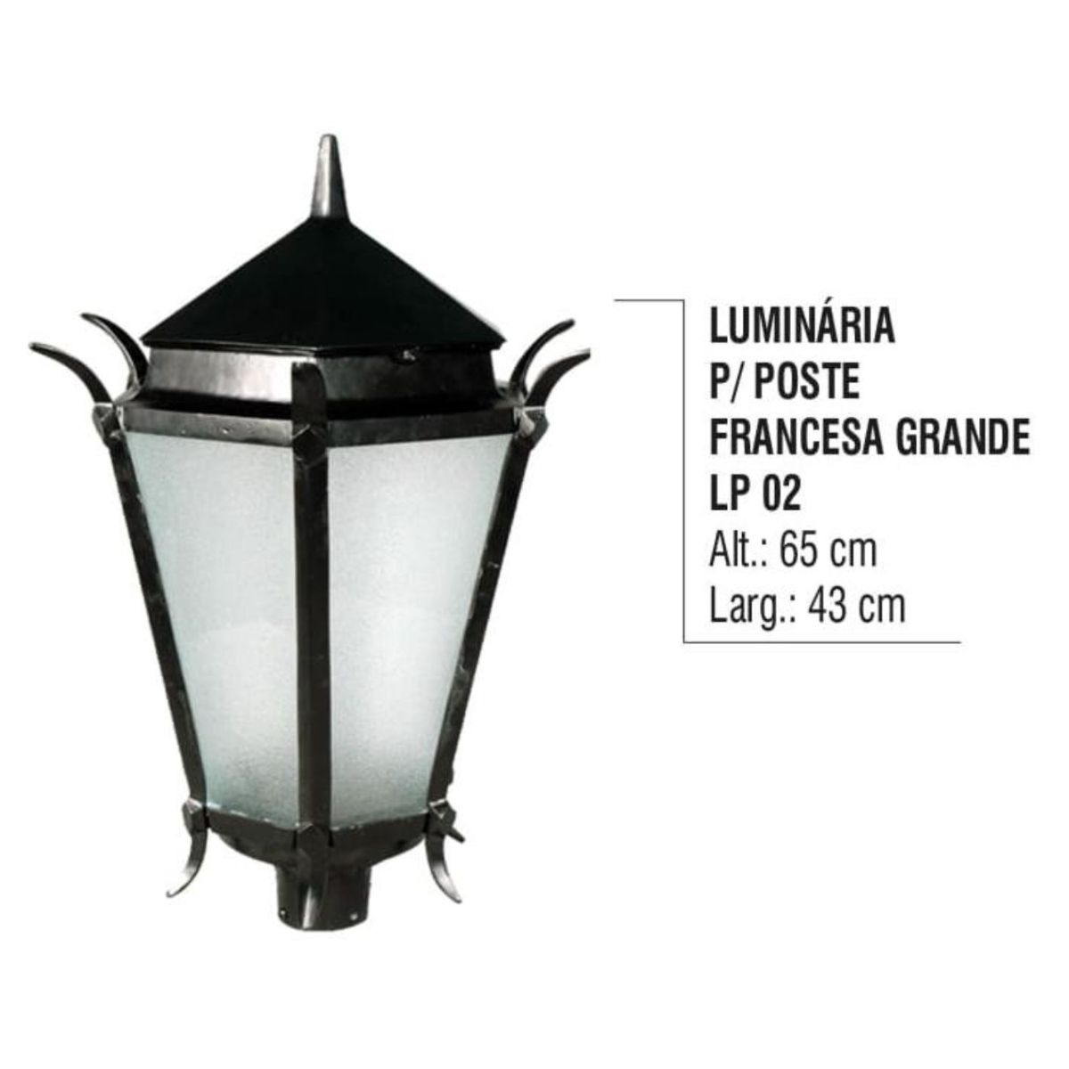 Luminária Colonial para Poste Francesa em Alumínio Área Externa ...