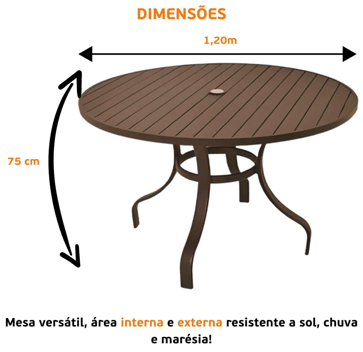 Mesa Sevilha Tampo Ripado De 1,20m Em Alumínio + Guarda Sol - NossaKasa ...