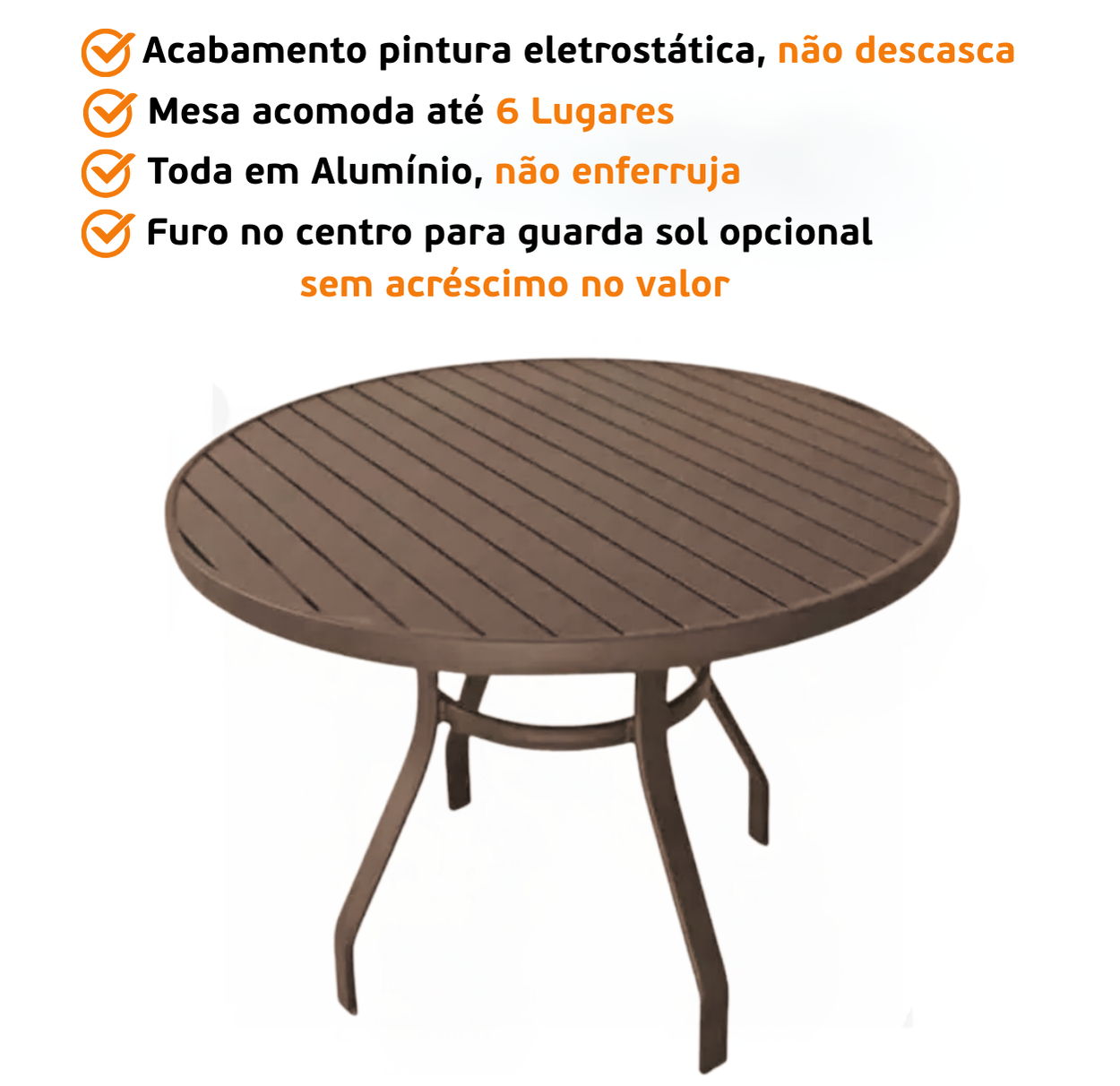 Mesa Sevilha Tampo Ripado De 1,20m Em Alumínio + Guarda Sol - NossaKasa ...