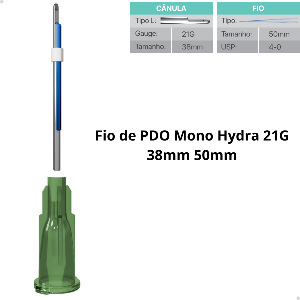 Fio de PDO Mono Hydra 21g 38mm 50mm - Bioestimulação/Volume - RXB ...