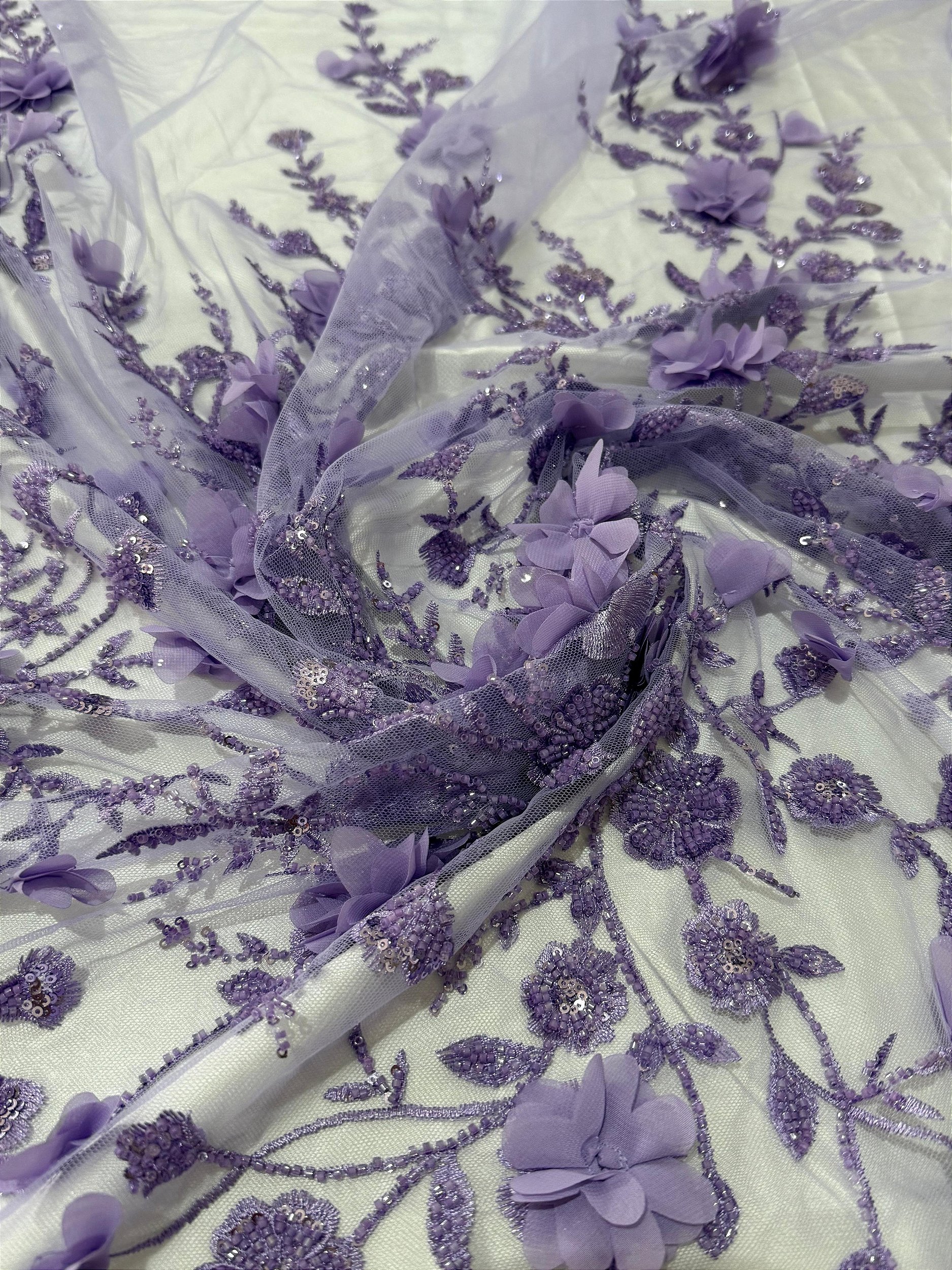 Renda Pedraria 3D PD1011 Lilás - Nova Textil