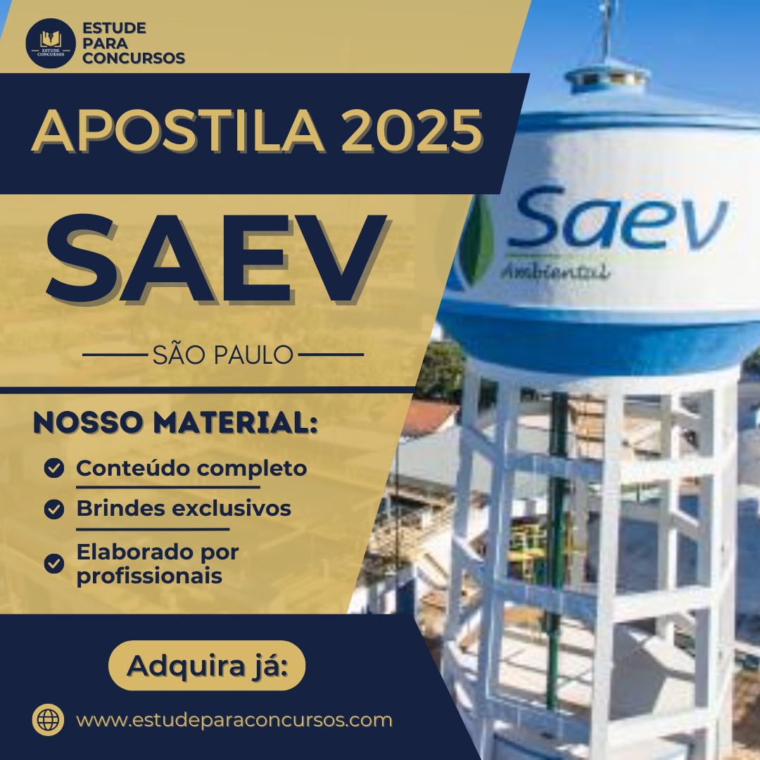 Apostila SAEV SP 2025 Técnico em Saneamento (Meio Ambiente) - Estude ...