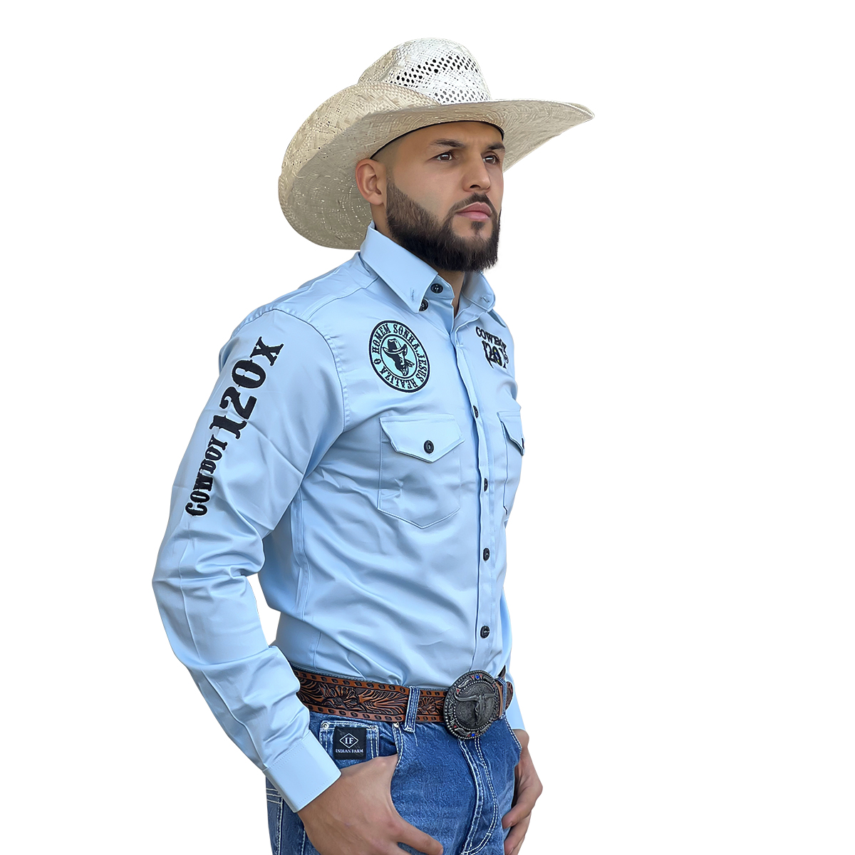 Camisão Masculino Estilo Contry Texana Pbr Farm Ox Cowboy 120x - Paint ...