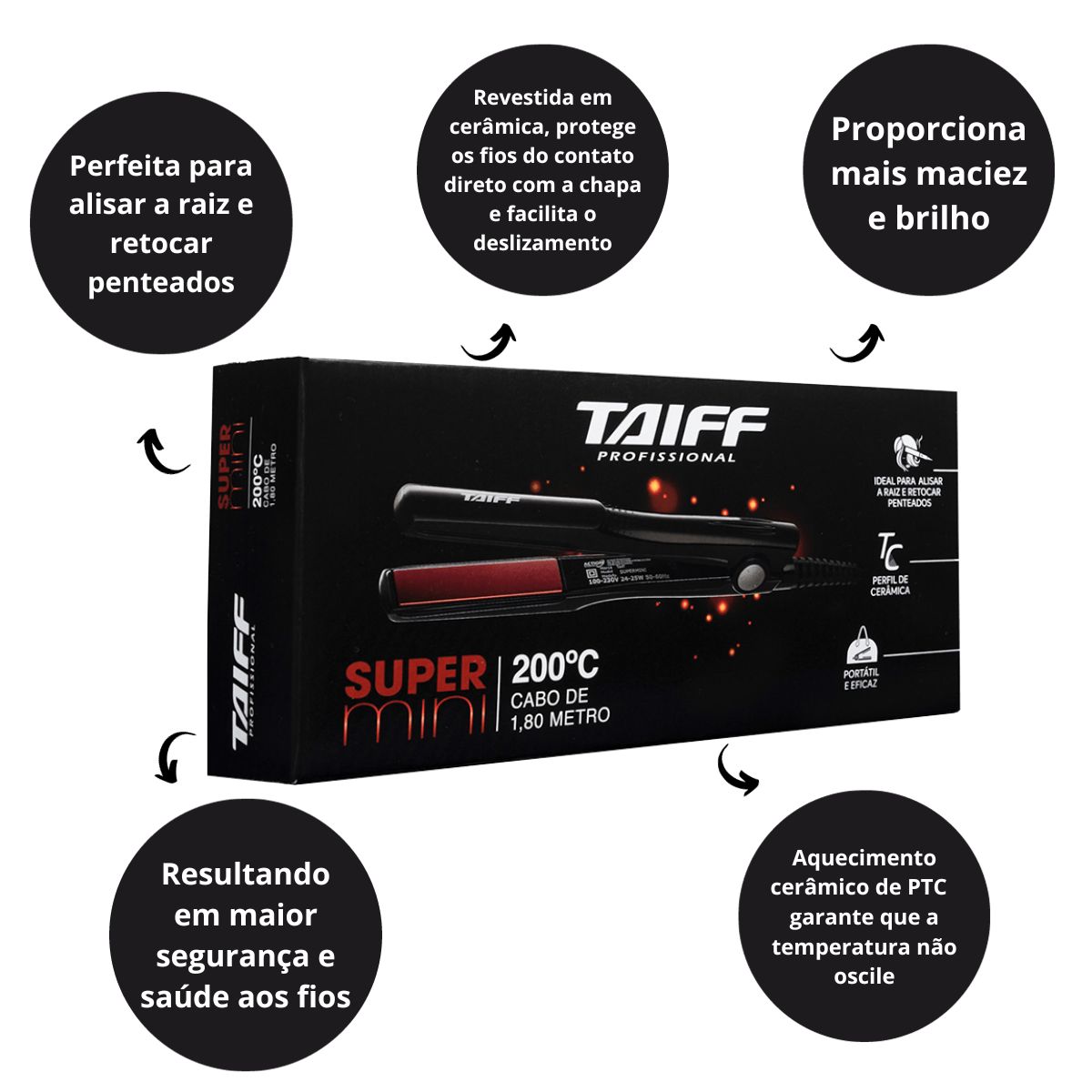 TAIFF CHAPA SUPER MINI 17CM 200°C BIVOLT - Teruya - Cosméticos e Perfumaria