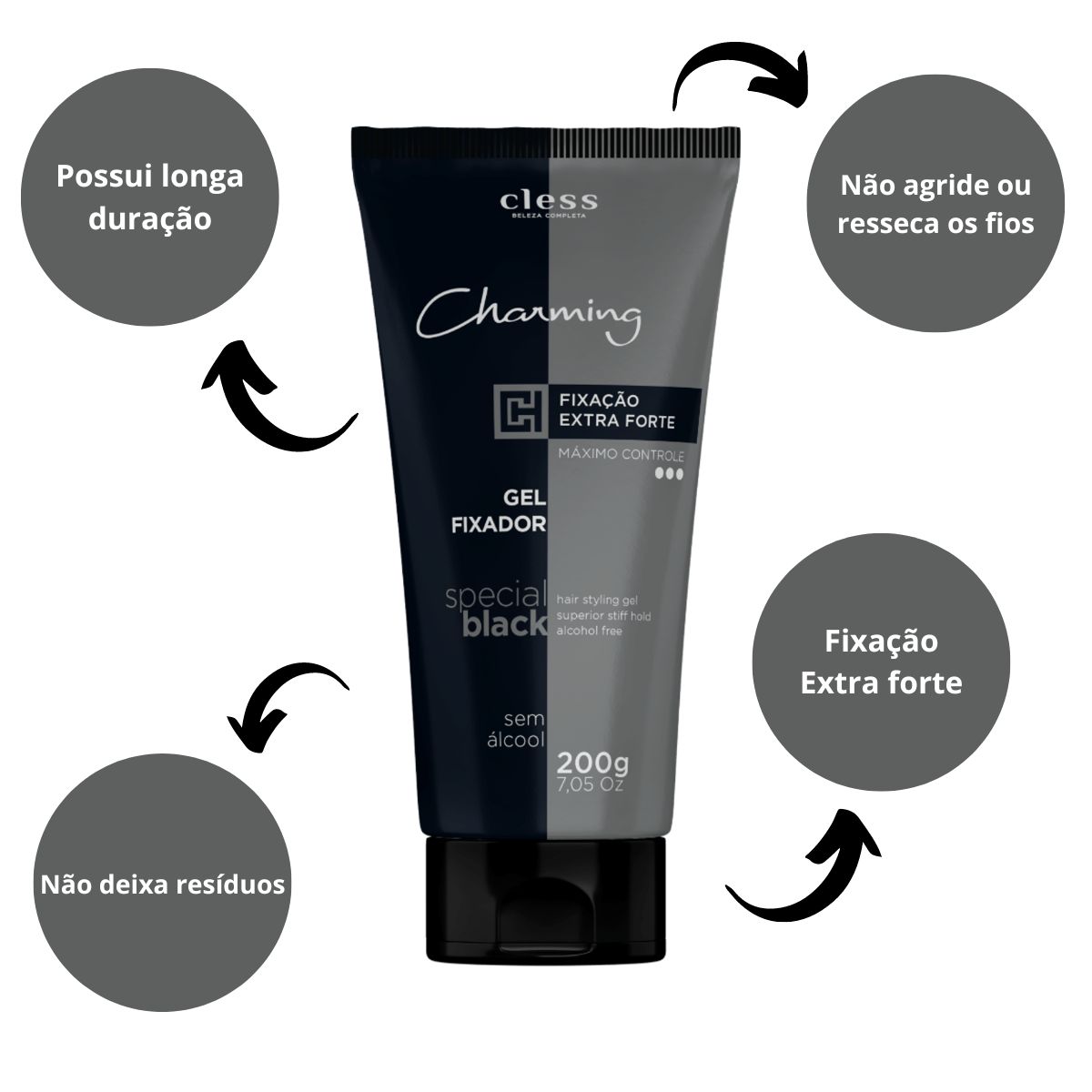 Gel Fixador Cless Charming Extra Forte Special Black 200g - Teruya ...