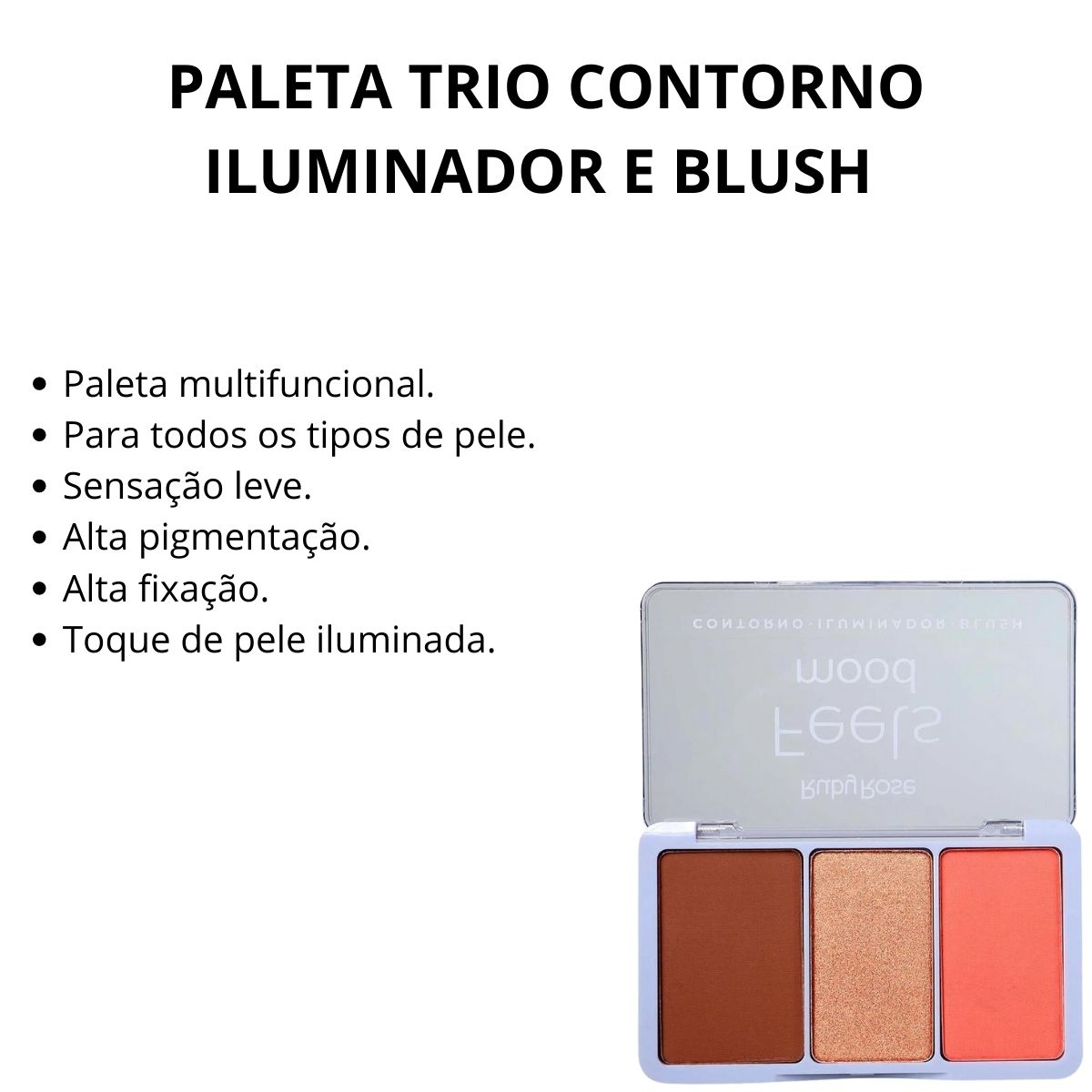 PALETA TRIO CONTORNO ILUMINADOR E BLUSH RUBY ROSE FEELS MOOD T40 L50 B110 - 13.2G HB-7526 ...