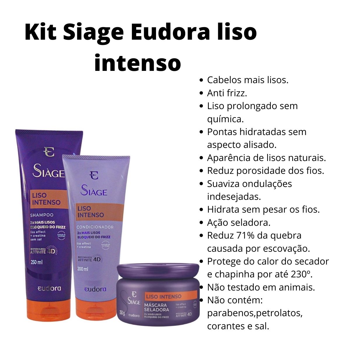 KIT SIAGE EUDORA LISO INTENSO C/3 - Teruya - Cosméticos e Perfumaria