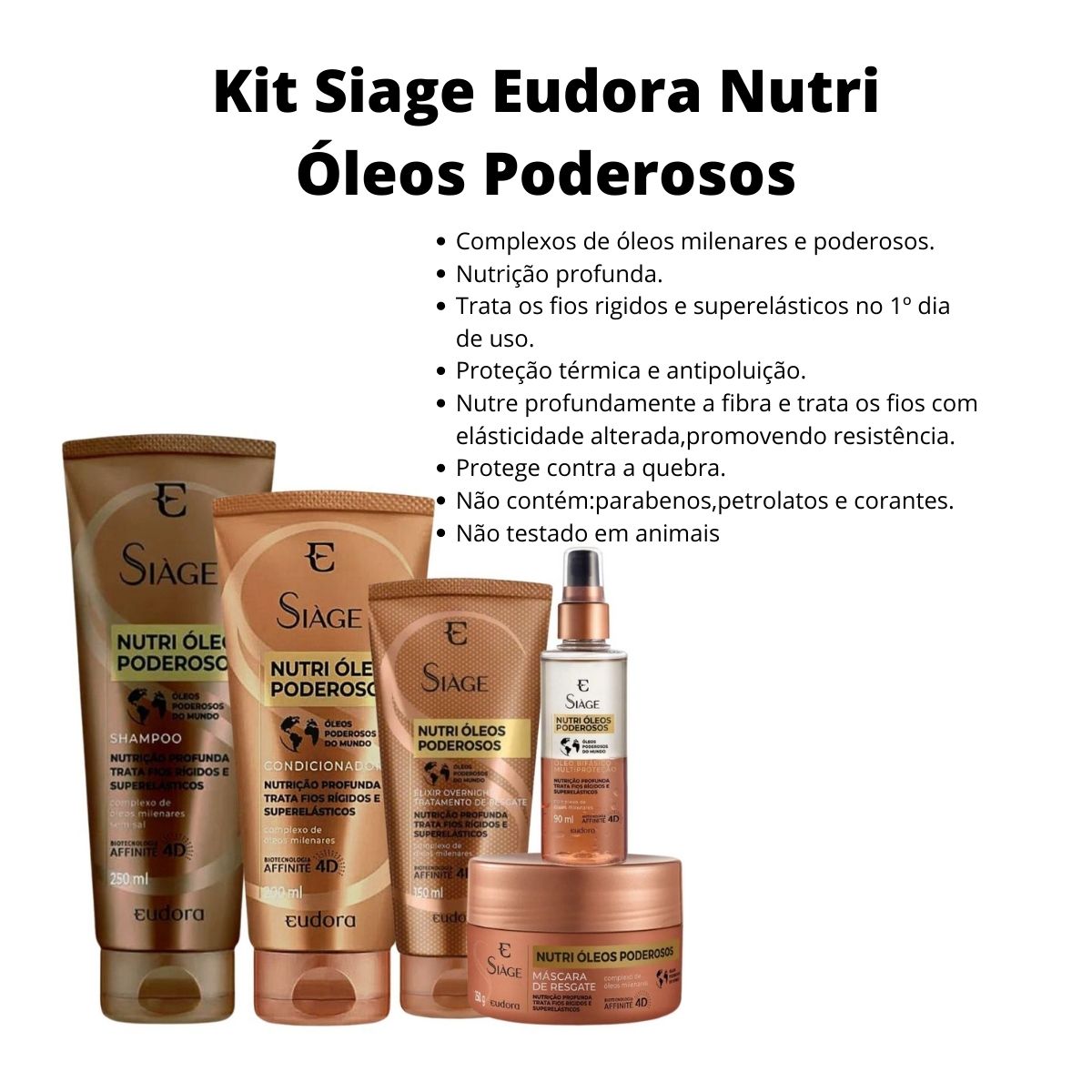 KIT SIAGE EUDORA NUTRI ÓLEOS PODEROSOS C/5 - Teruya - Cosméticos e ...