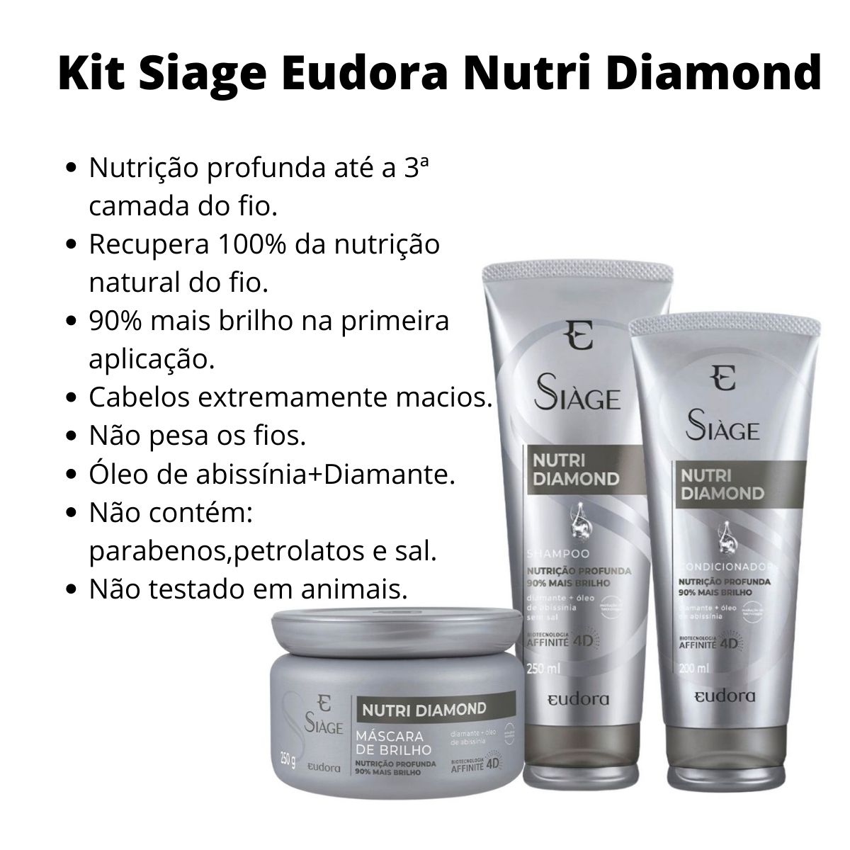KIT SIAGE EUDORA NUTRI DIAMOND C/3 - Teruya - Cosméticos e Perfumaria