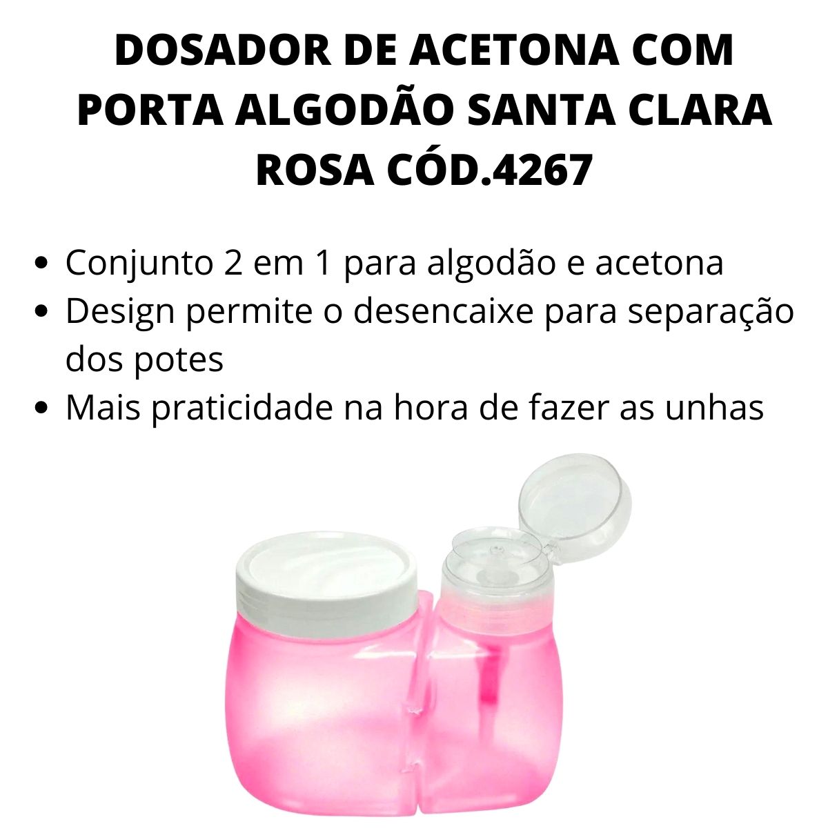 DOSADOR DE ACETONA COM PORTA ALGODÃO SANTA CLARA ROSA CÓD.4267 - Teruya ...